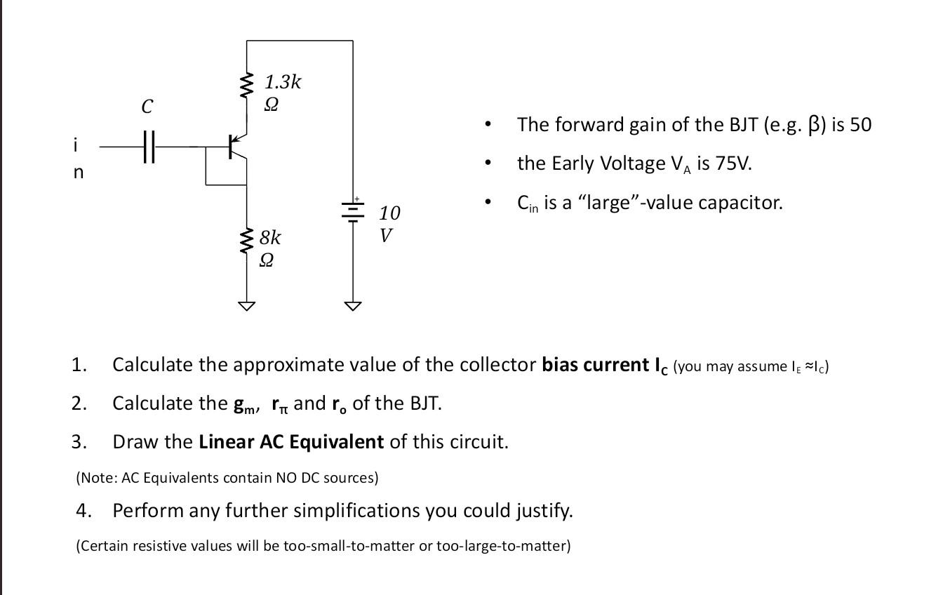 Solved - The forward gain of the BJT (e.g. β ) is 50 - the | Chegg.com