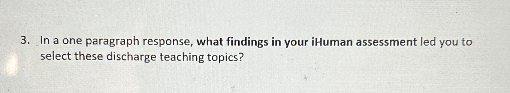 Solved In a one paragraph response, what findings in your | Chegg.com