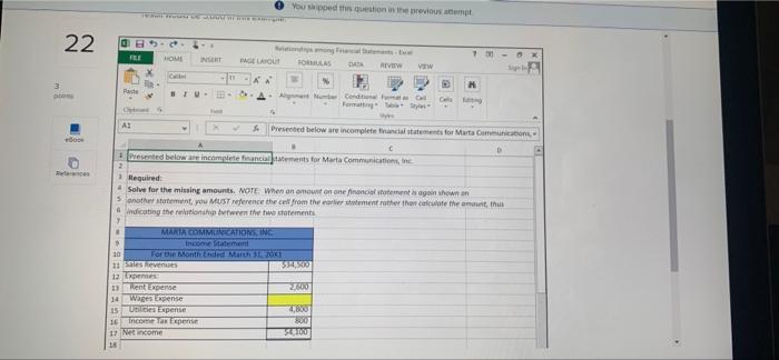 Solved noemde Relationships among Financial Statements using | Chegg.com