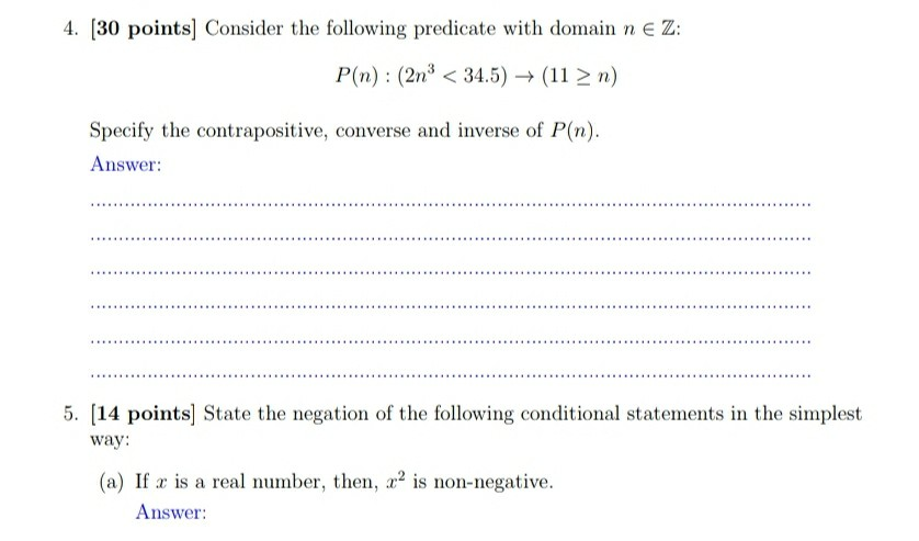 Solved 4. (30 points] Consider the following predicate with | Chegg.com