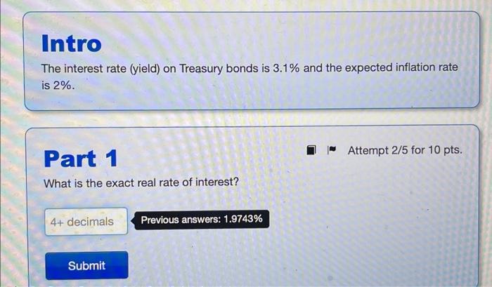 Solved The interest rate (yield) on Treasury bonds is 3.1% | Chegg.com