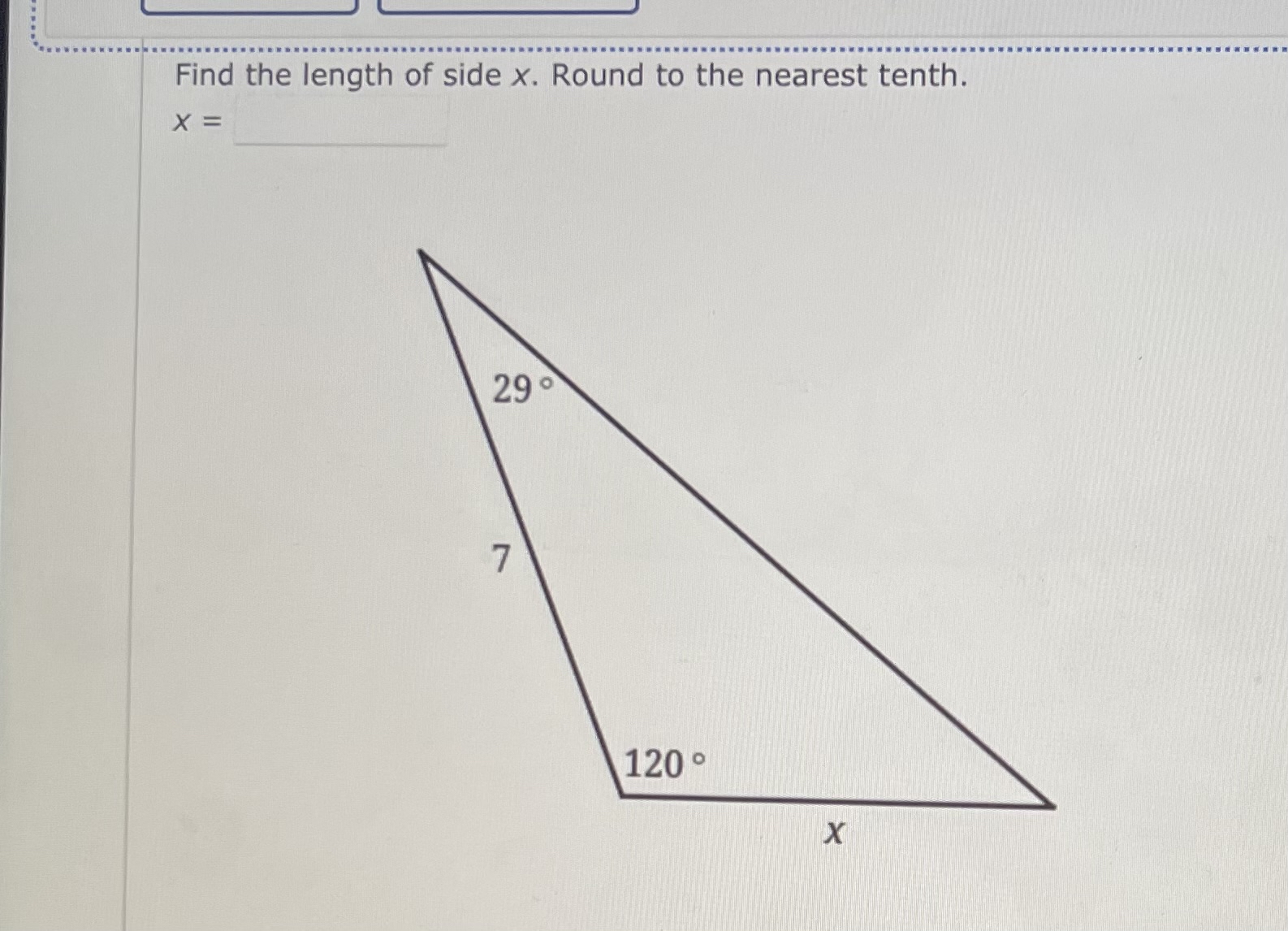 Solved Find the length of side x. ﻿Round to the nearest | Chegg.com