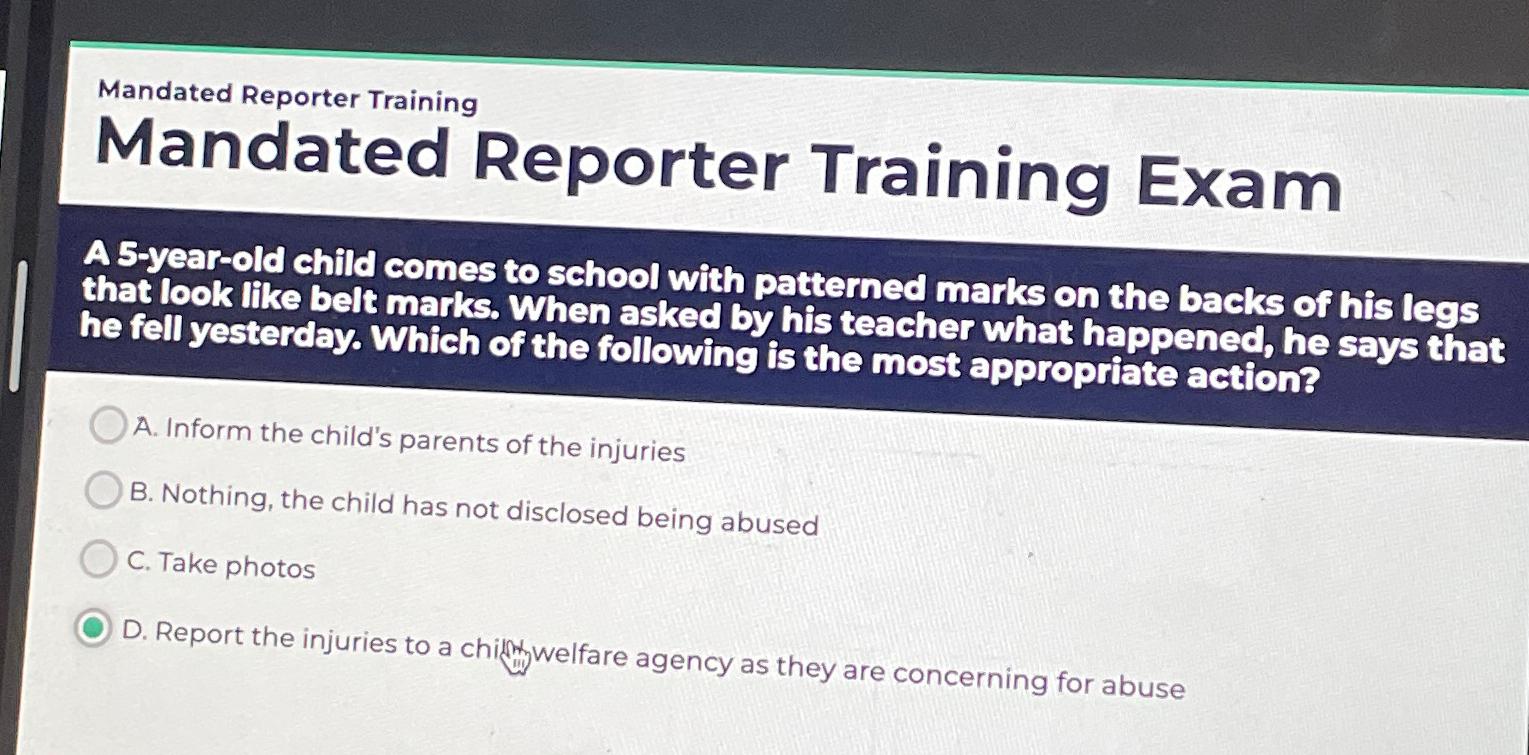Solved Mandated Reporter Training Mandated Reporter Training | Chegg.com