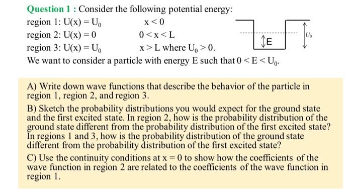 Solved Question 1: Consider the following potential energy: | Chegg.com