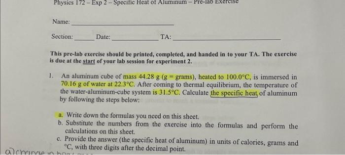 Solved Name: Section: Date: TA: This pre-lab exercise should | Chegg.com