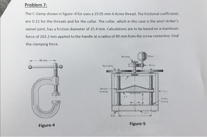 Solved Problem 7: The C clamp shown in figure-4 for uses a | Chegg.com