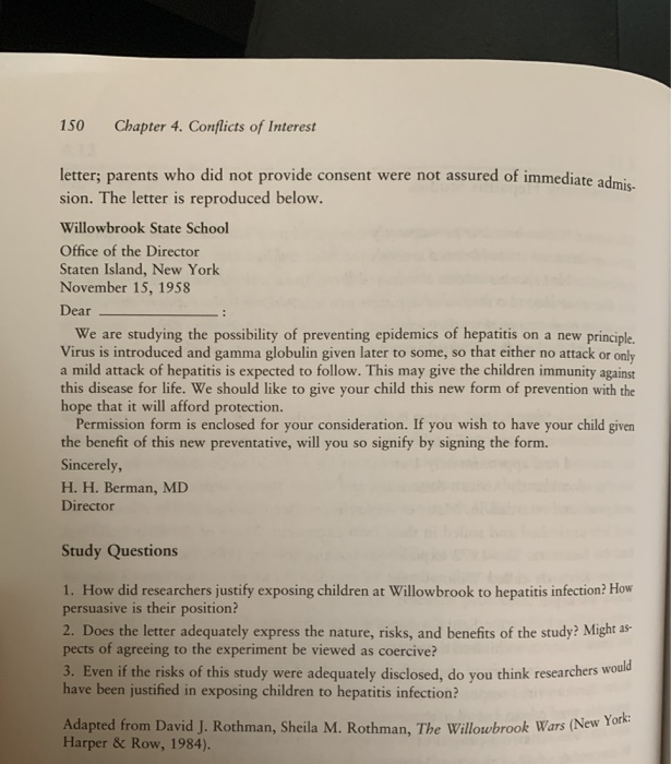 willowbrook Hepatitis Studies The name Willow bewuy | Chegg.com