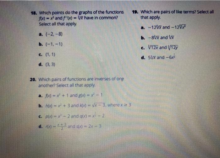 Solved 16. Which function(s) are invertible? Select all that | Chegg.com