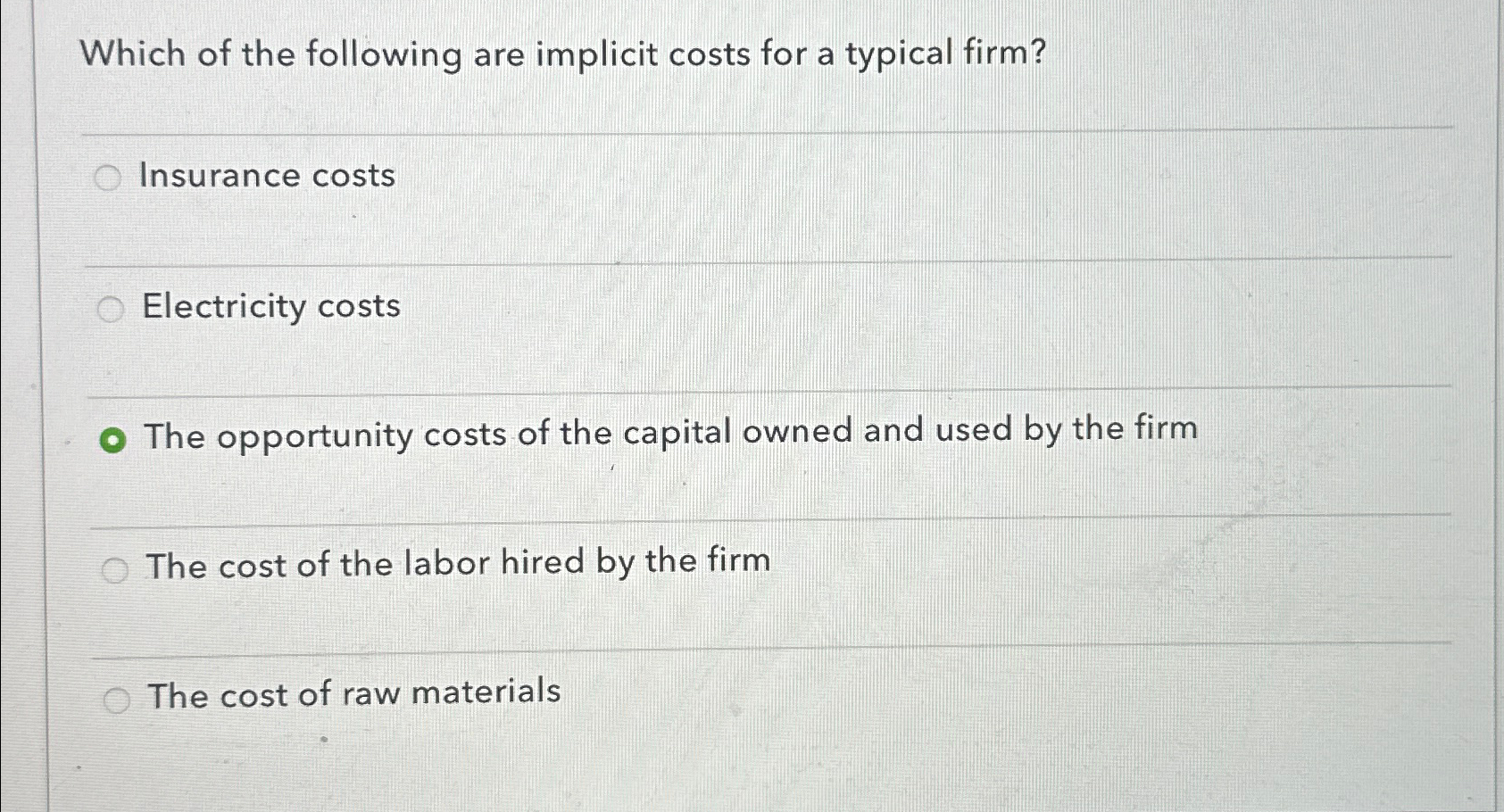 Solved Which of the following are implicit costs for a | Chegg.com