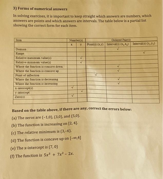 Solved 3) Forms of numerical answers In solving exercises, | Chegg.com