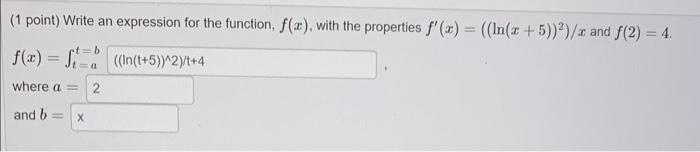 Solved (1 point) Write an expression for the function, f(x), | Chegg.com
