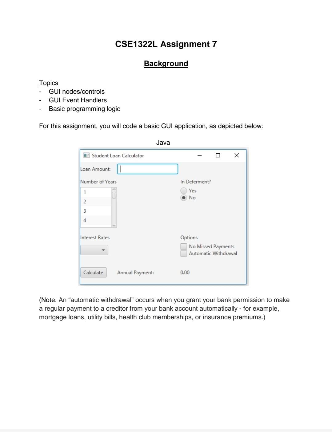 Solved CSE1322L Assignment 7 Background Topics GUI | Chegg.com