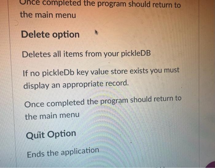 Solved Key-value data store: PickleDB Python Car Sales | Chegg.com