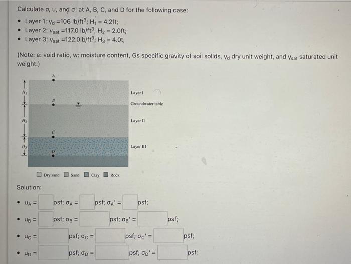 Solved Calculate σ,u, and σ′ at A,B,C, and D for the | Chegg.com