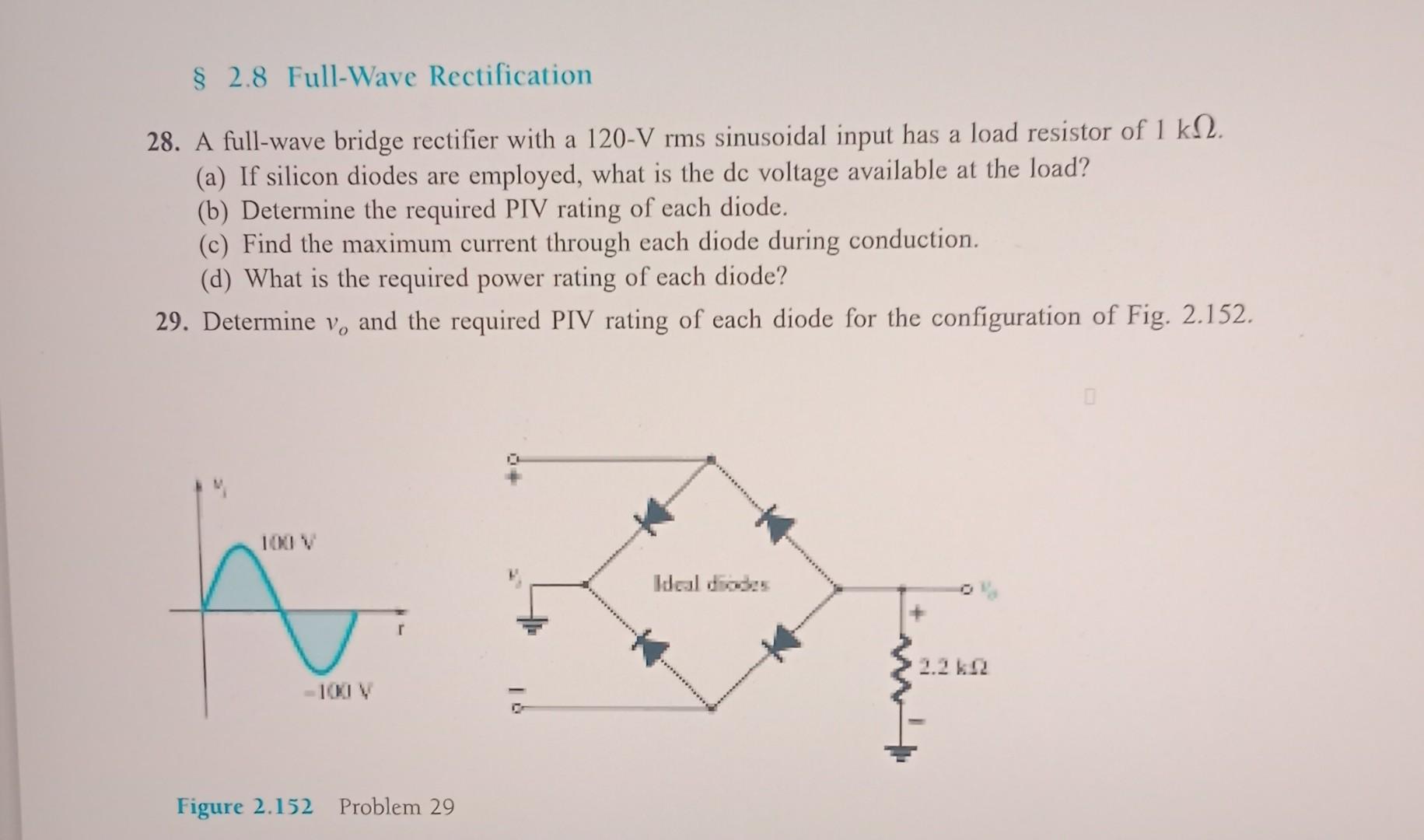 Solved 26. For the network of Fig. 2.150, sketch vo and iR. | Chegg.com