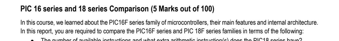 Solved PIC 16 series and 18 series Comparison (5 Marks out | Chegg.com