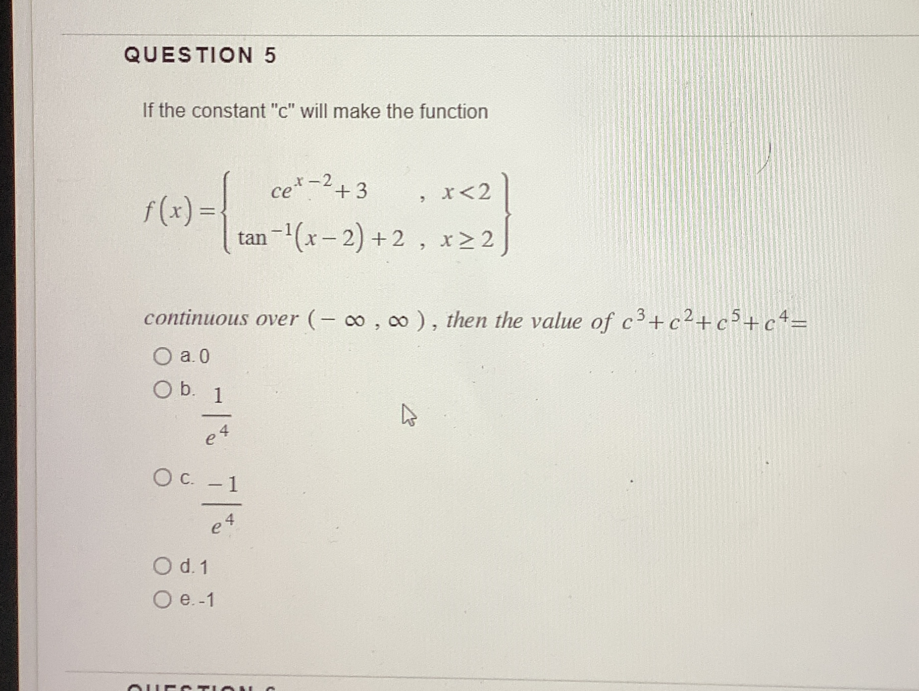 Solved QUESTION 5If the constant "c" ﻿will make the | Chegg.com