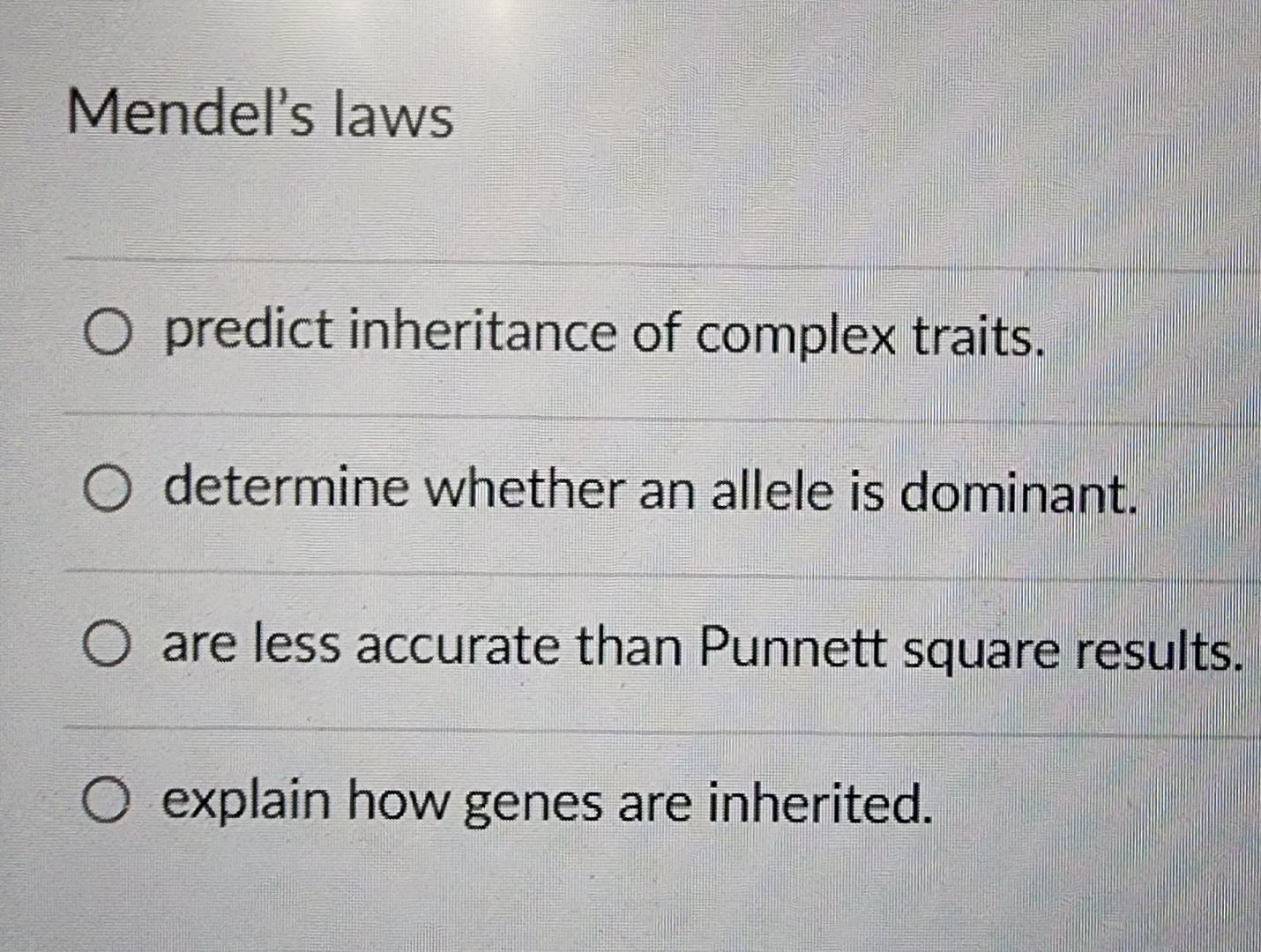 Solved Mendel's lawspredict inheritance of complex | Chegg.com