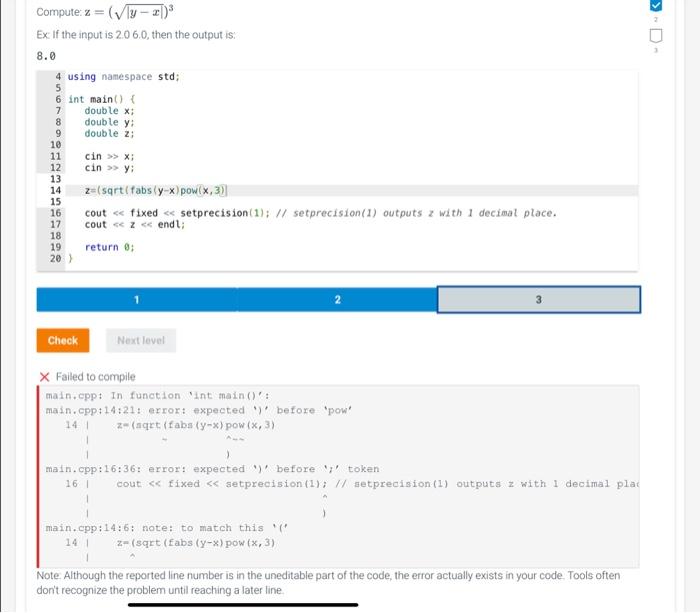 Solved Compute: z=(∣y−x∣)3 Ex: If the input is 2.06.0, then | Chegg.com