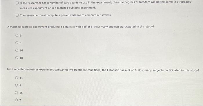 Solved Repeated-measures experiments measure the same set of | Chegg.com