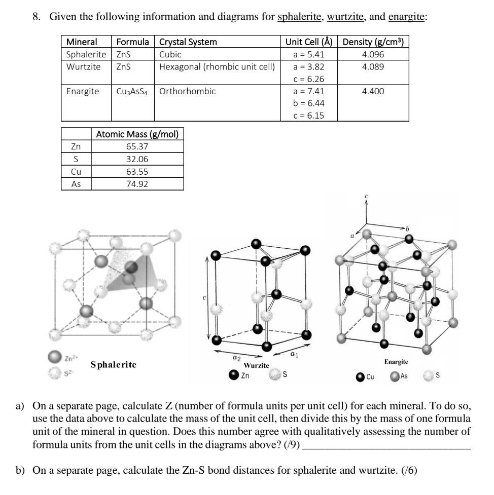 Solved 8. Given the following information and diagrams for | Chegg.com