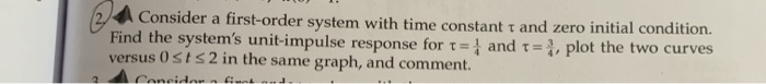 Solved Consider a first-order system with time constant and | Chegg.com
