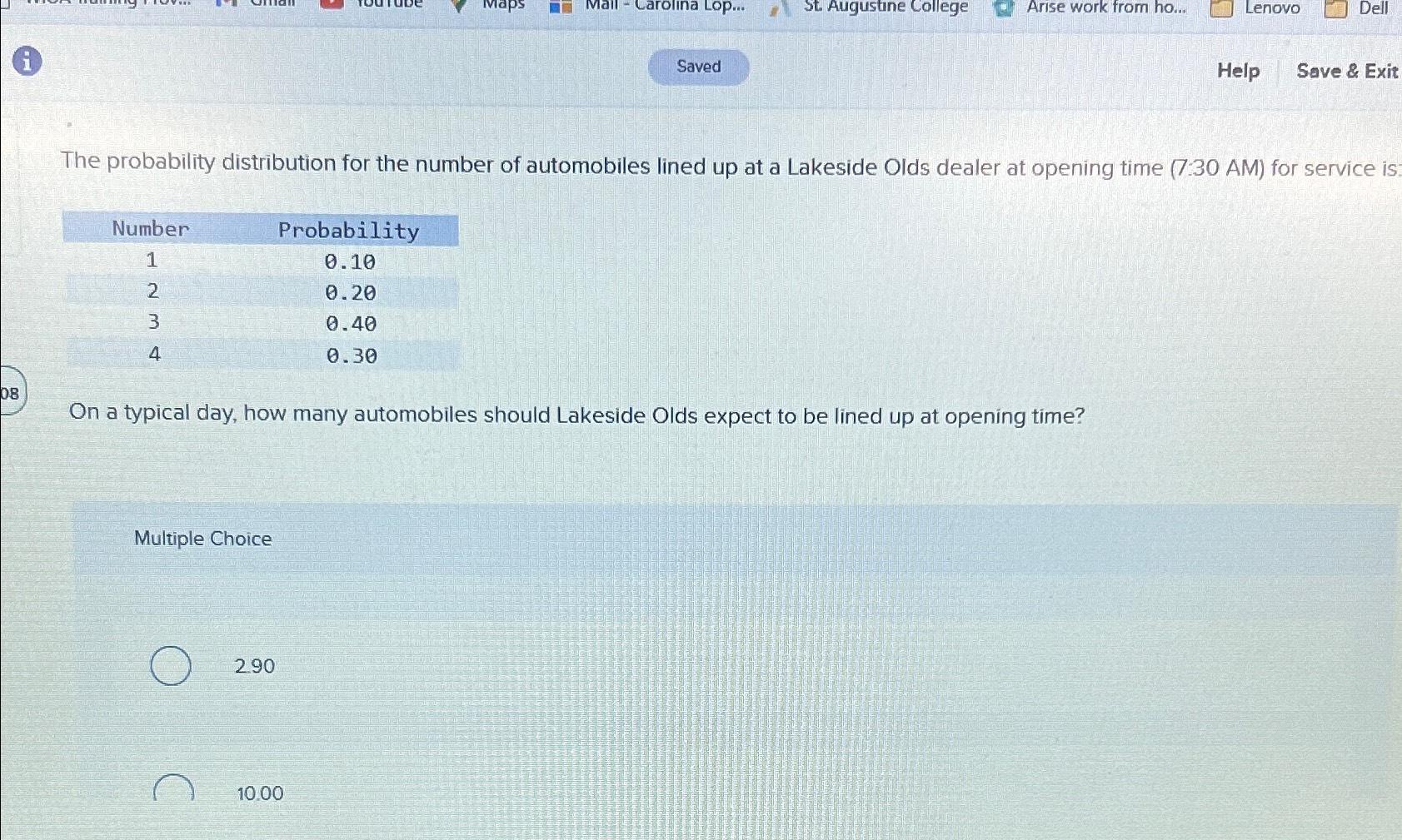 Solved (i)HelpSave & ExitThe probability distribution for | Chegg.com