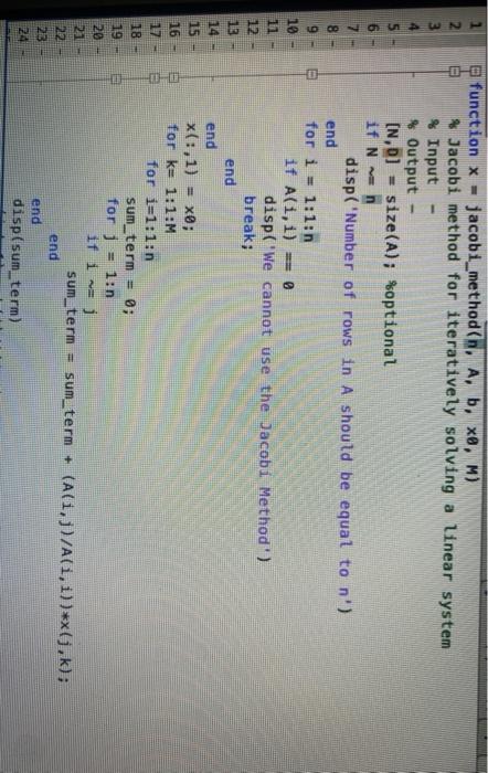 Question 3: Write a function which implements Jacobi | Chegg.com