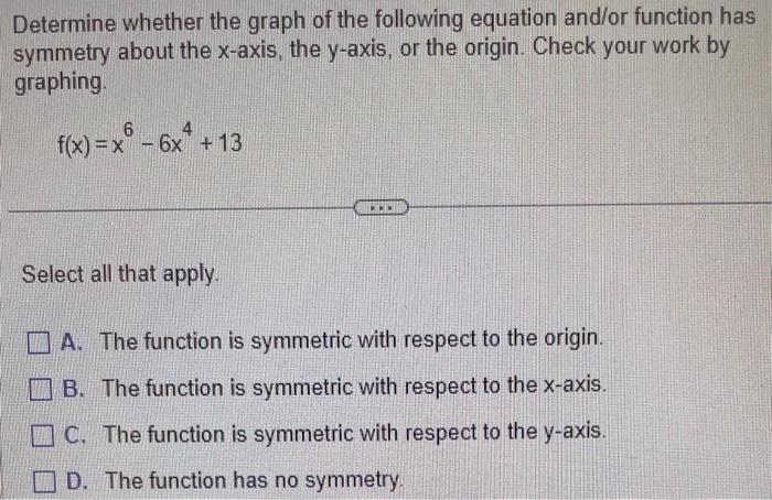 Solved Determine whether the graph of the following equation | Chegg.com