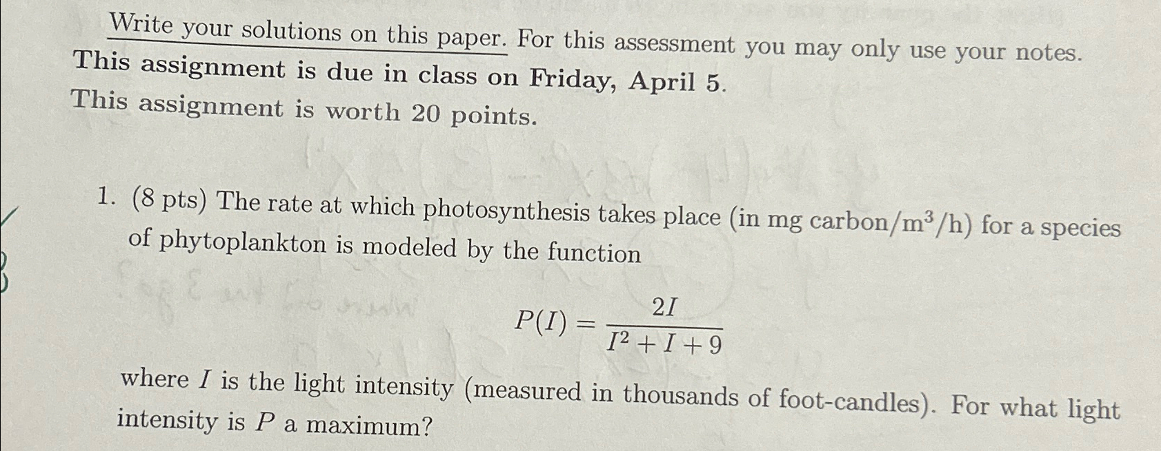 Solved Write your solutions on this paper. For this | Chegg.com