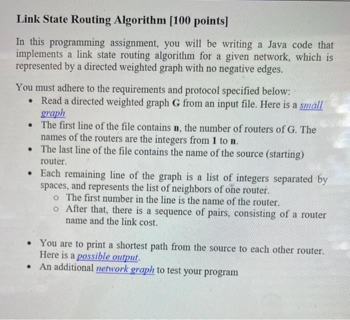Solved Link State Routing Algorithm (100 points] In this | Chegg.com