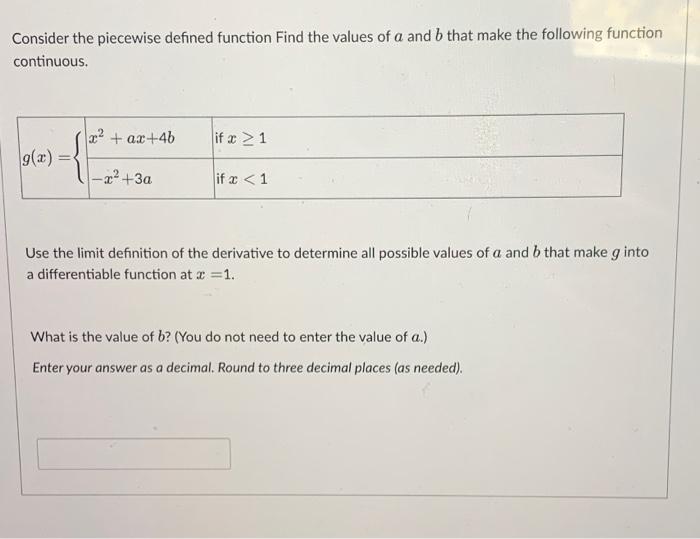 Solved Consider the piecewise defined function Find the | Chegg.com