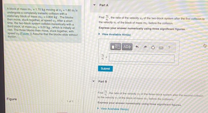 Solved A block of mass m1=1.70 kg moving at v1=1.80 m/s | Chegg.com