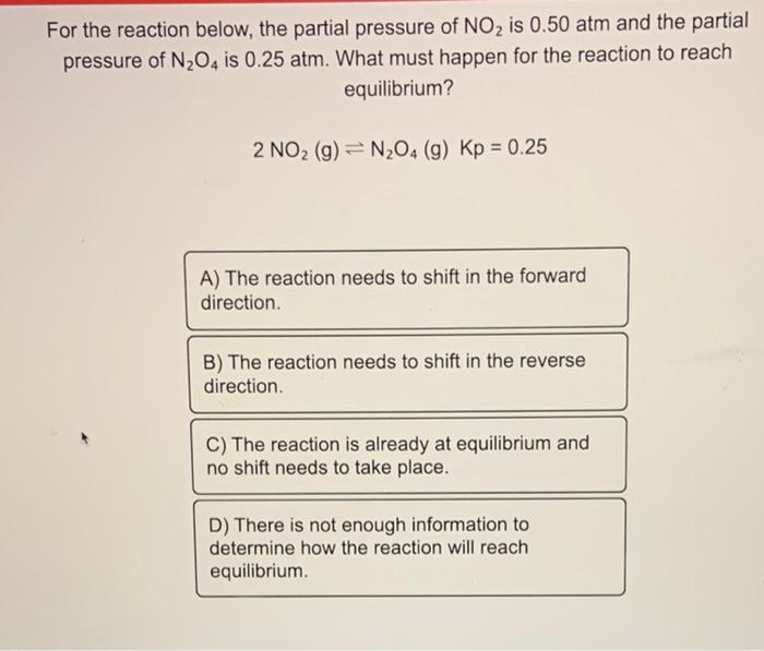 Solved For the reaction below, the partial pressure of NO2 | Chegg.com