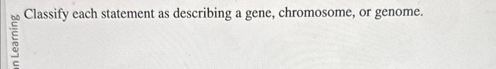 Solved ?∞∞ ﻿Classify each statement as describing a gene, | Chegg.com