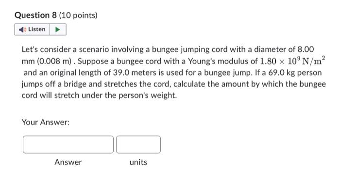 Solved Let's consider a scenario involving a bungee jumping | Chegg.com
