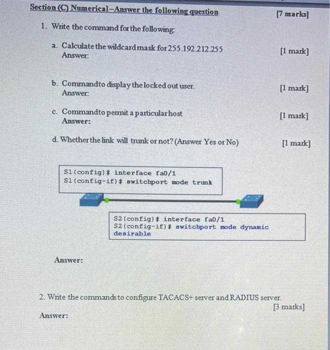Solved Section (C) Numerical-Answer the following question | Chegg.com