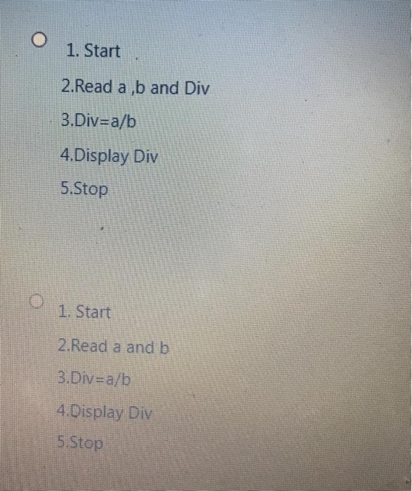 Solved Select the correct pseudo code for the division of | Chegg.com