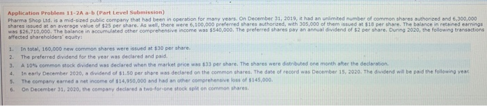 Application Problem 11-2Aab (Part Level Submission) | Chegg.com
