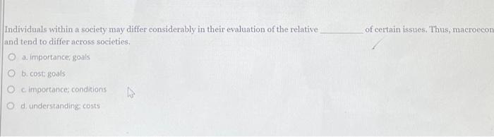 Solved Individuals within a society may differ considerably | Chegg.com