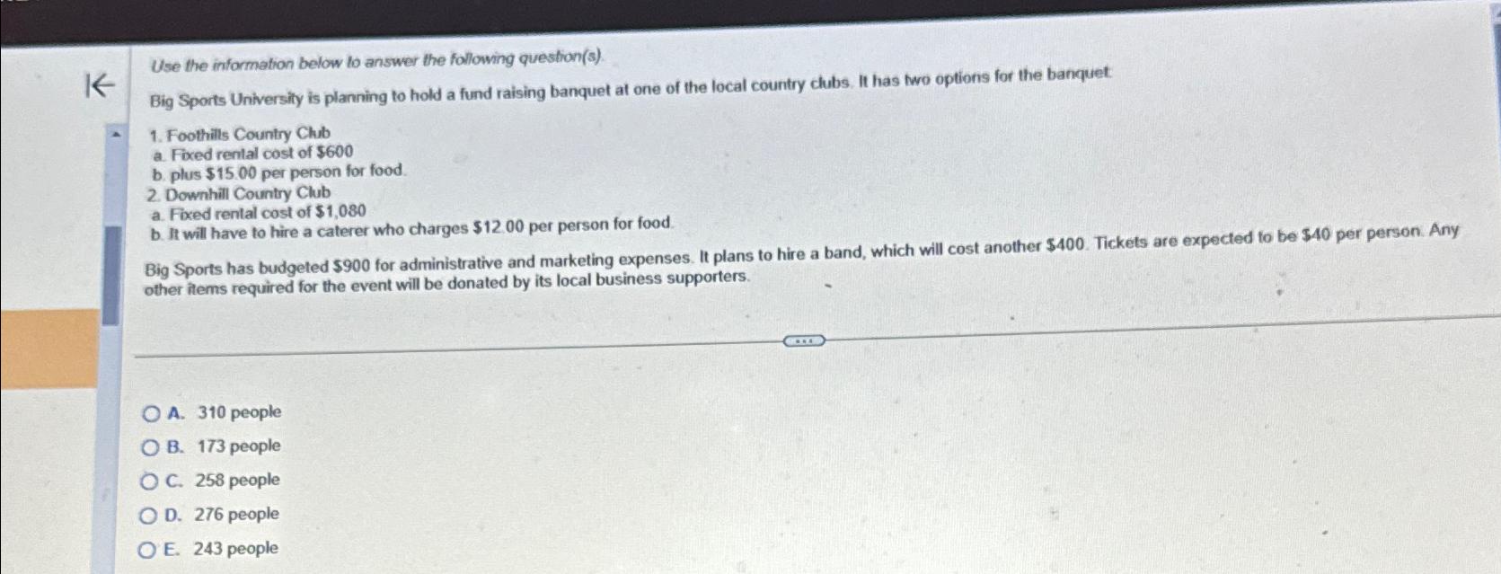 Solved Use the information below to answer the following | Chegg.com