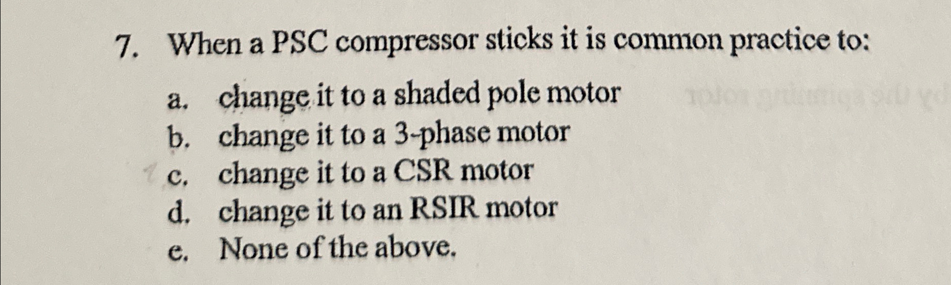 Solved When a PSC compressor sticks it is common practice | Chegg.com