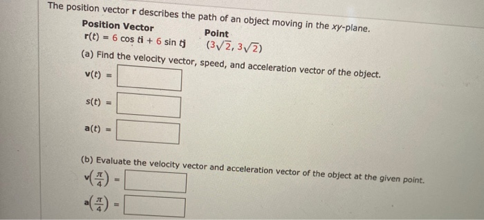 Solved The position vector r describes the path of an object | Chegg.com