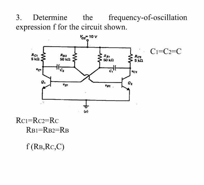 Solved 3. Determine the frequency-of-oscillation expression | Chegg.com