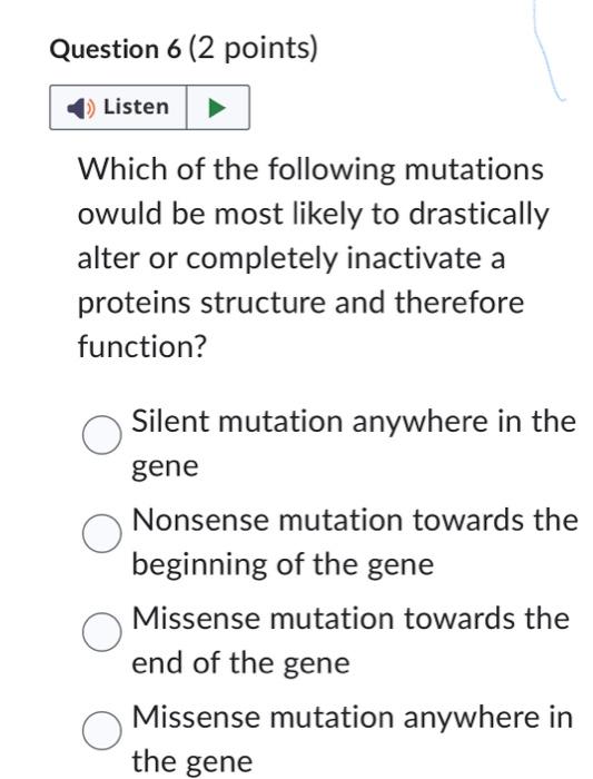 Solved Question 6 (2 points) )) Listen Which of the | Chegg.com