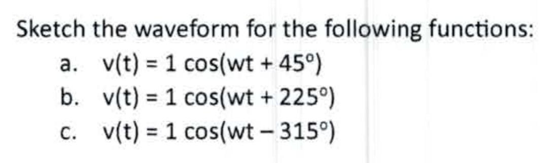 Solved Sketch the waveform for the following functions: a. | Chegg.com