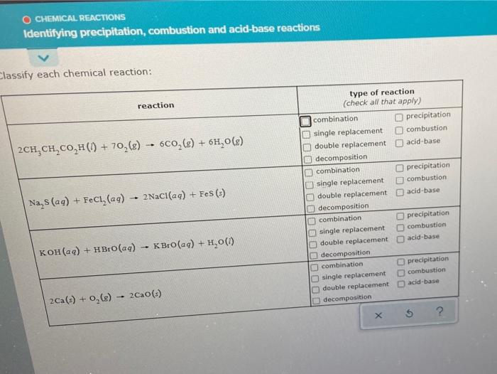 Solved O CHEMICAL REACTIONS Identifying precipitation, | Chegg.com