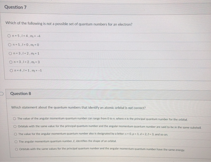 Solved Question 7 Which of the following is not a possible | Chegg.com