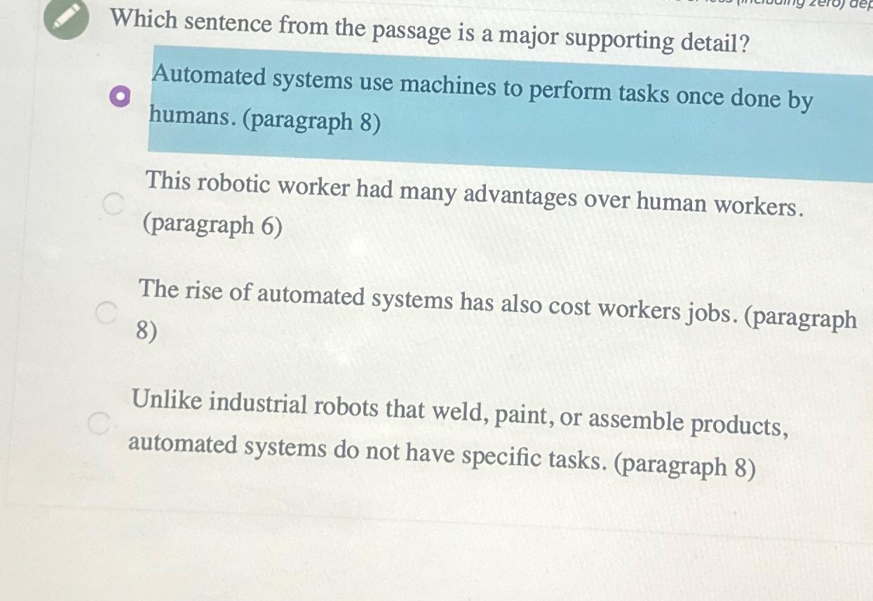 Solved Which sentence from the passage is a major supporting | Chegg.com