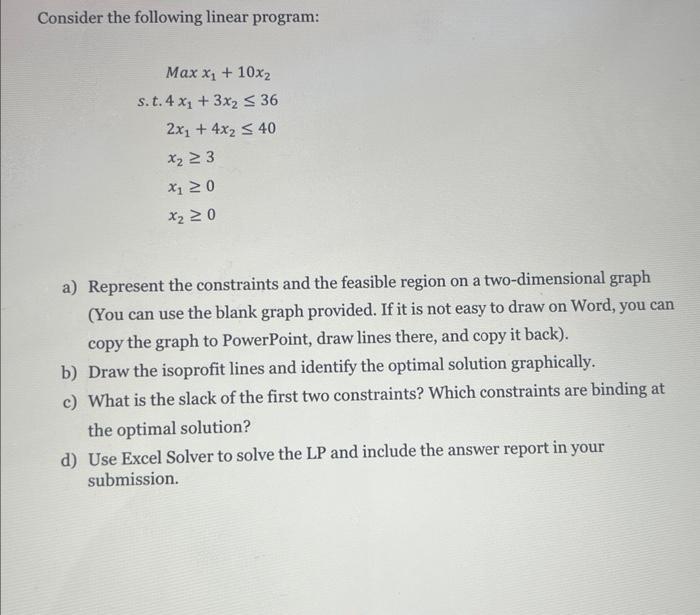 Solved Consider the following linear program: Max x1+10x2 | Chegg.com